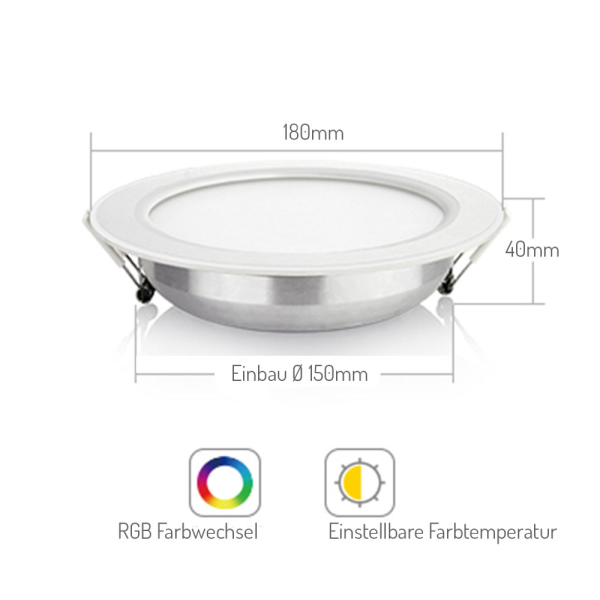 LED RGB CCT Downlight Einbauleuchte WLAN Funkfernbedienung